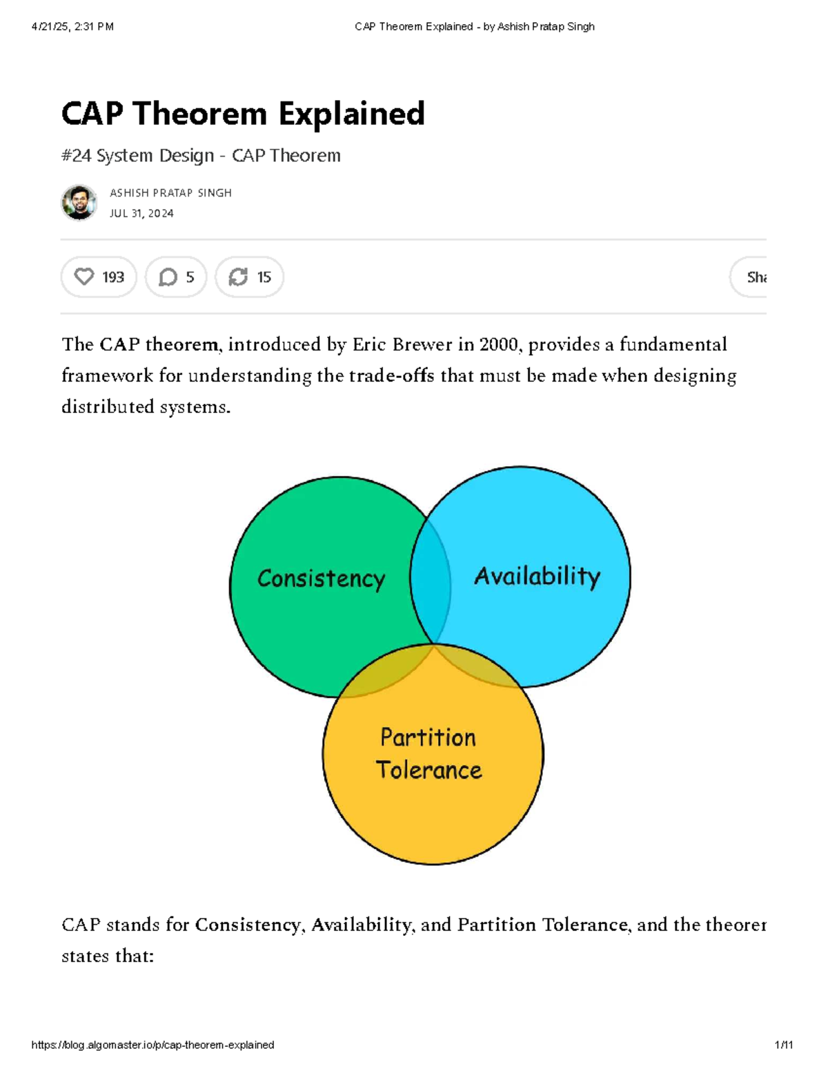 CAP Theorem Insights: Understanding Consistency, Availability, and ...