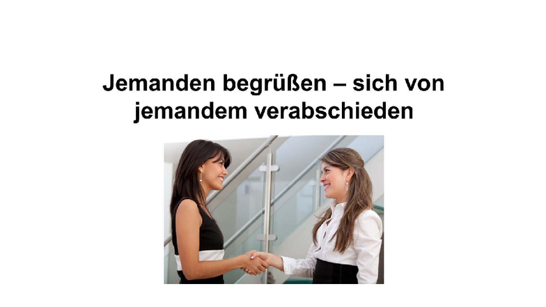 8.1 German Lesson 4: Begrüßung und Verabschiedung Vokabular - Studocu