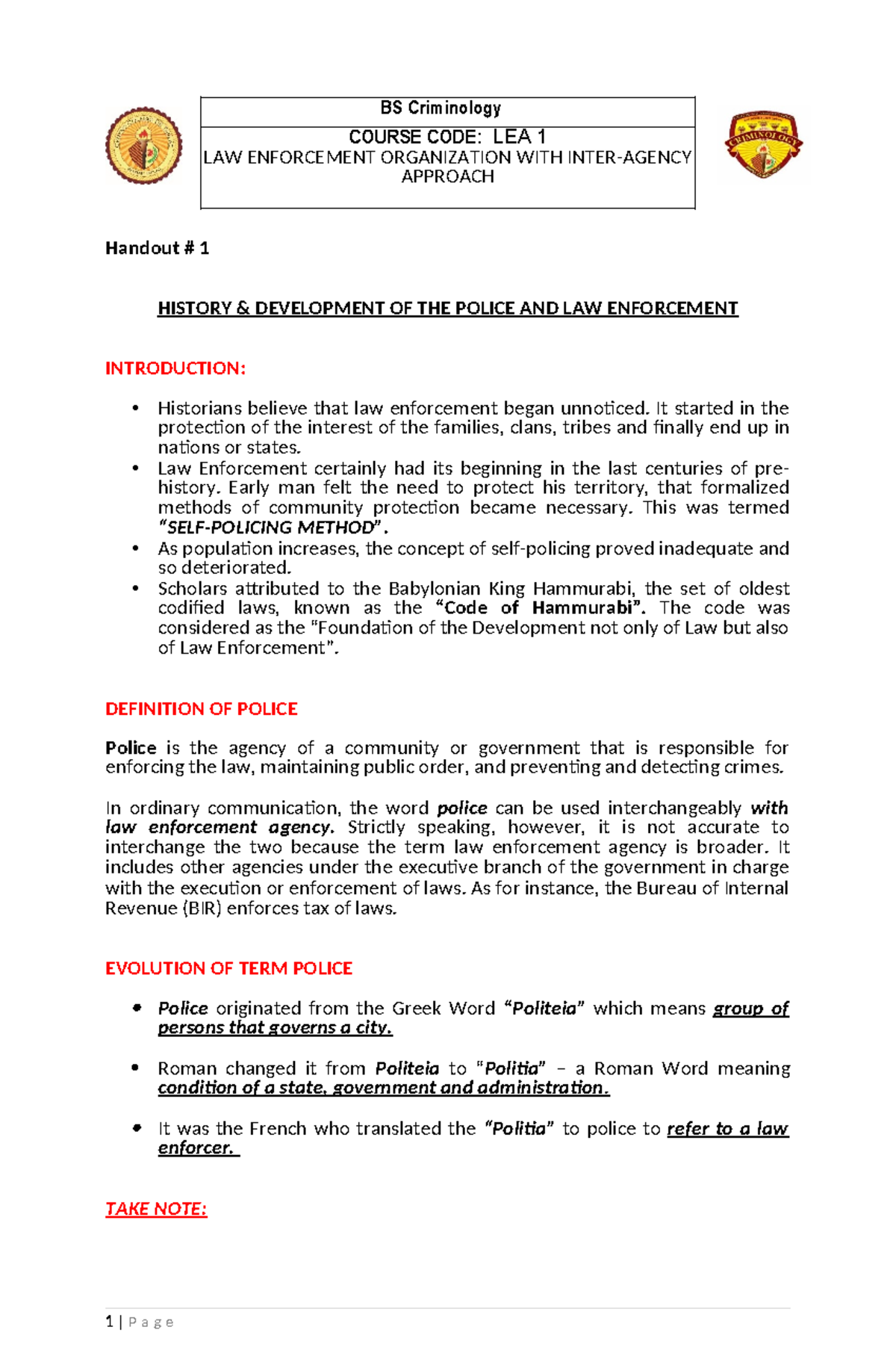 Handout-No - qweqe3err - Handout # 1 HISTORY & DEVELOPMENT OF THE ...