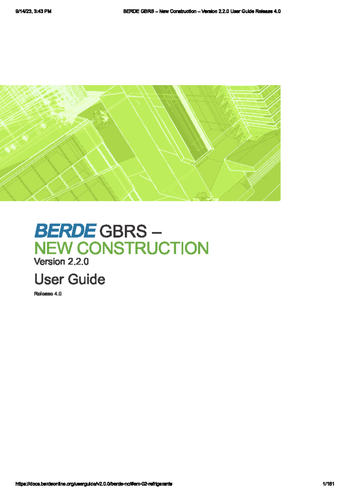 Berde GBRS - New Construction User Guide v2.2.0 Release 4 Instructions ...