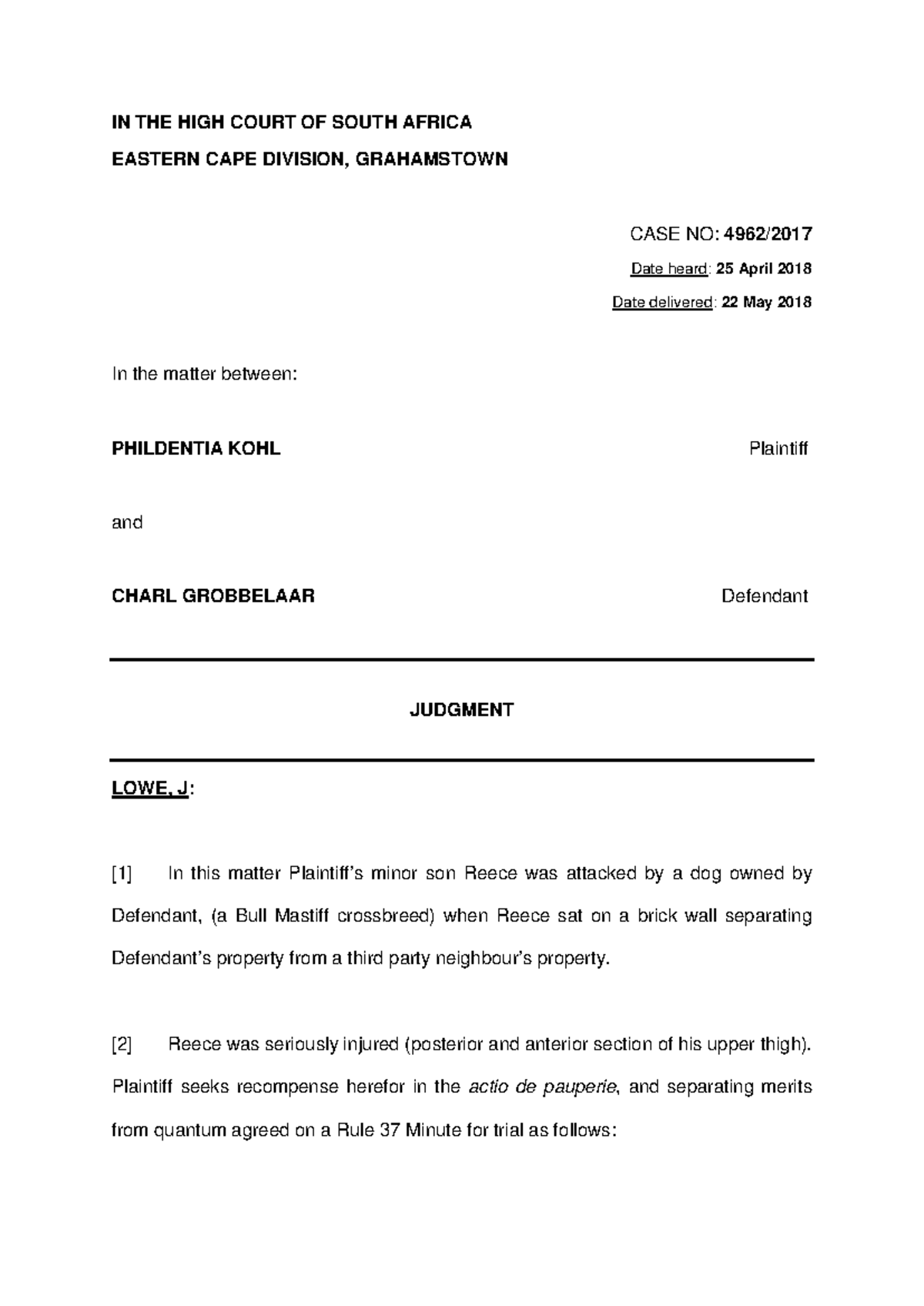 CASE LAW 1 - Summary of Legal Judgment on Dog Attack Liability - Studocu