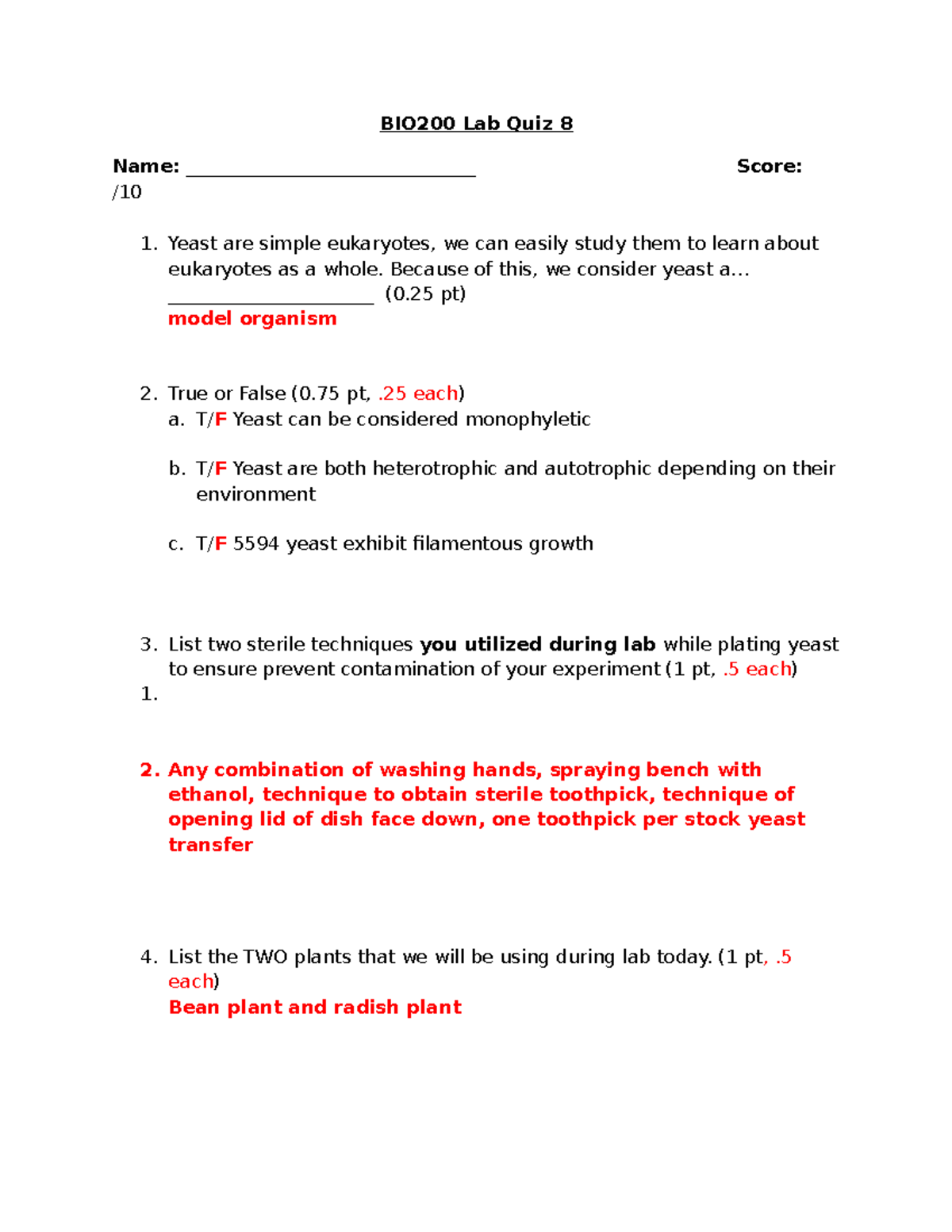 Quiz8KEY - lab quiz 8 answer key - BIO200 Lab Quiz 8 Name