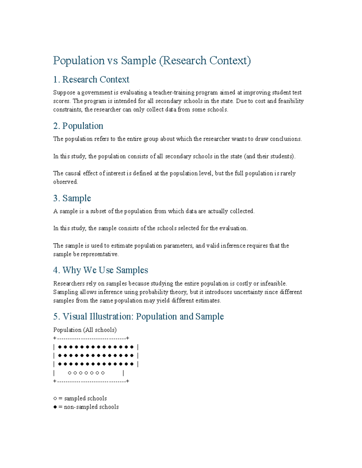 Types of Sampling: Population vs Sample (Research Context) - Studocu