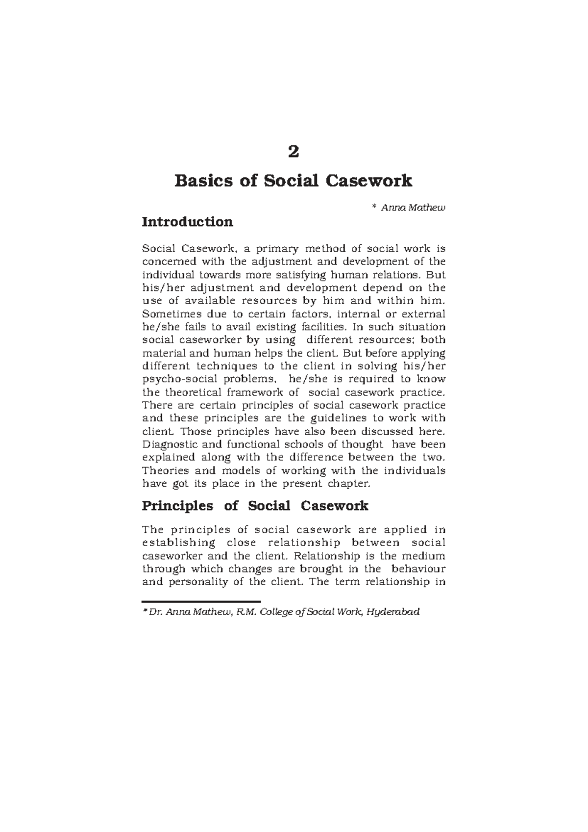 Basics of Social Casework: Principles and Theoretical Frameworks - Studocu