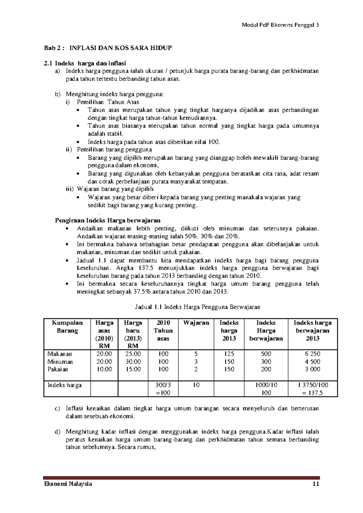 Bab 2: Inflasi dan Kos Sara Hidup - Nota Ekonomi STPM Semester 3 - Studocu