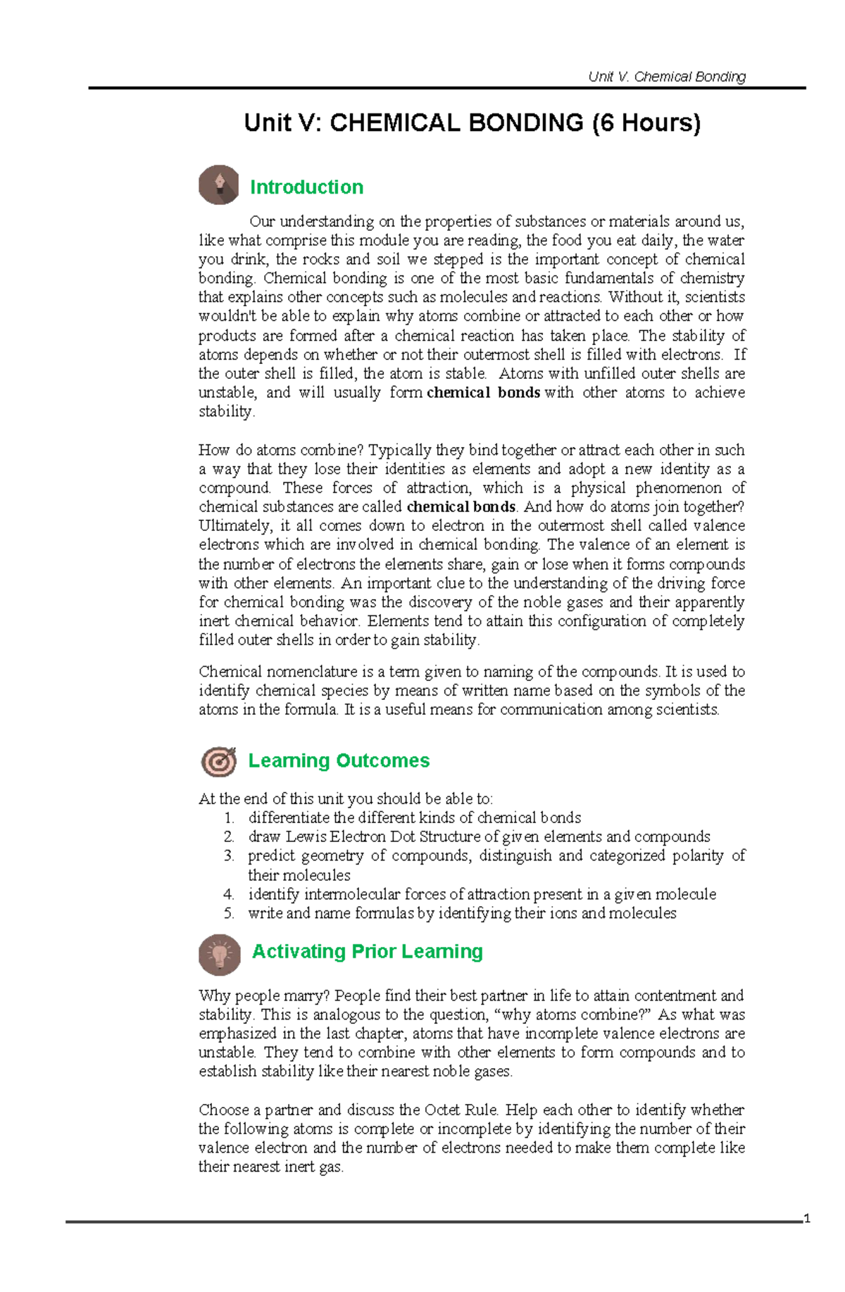 Unit V: Chemical Bonding - Comprehensive Study Guide (CHEM 101) - Studocu
