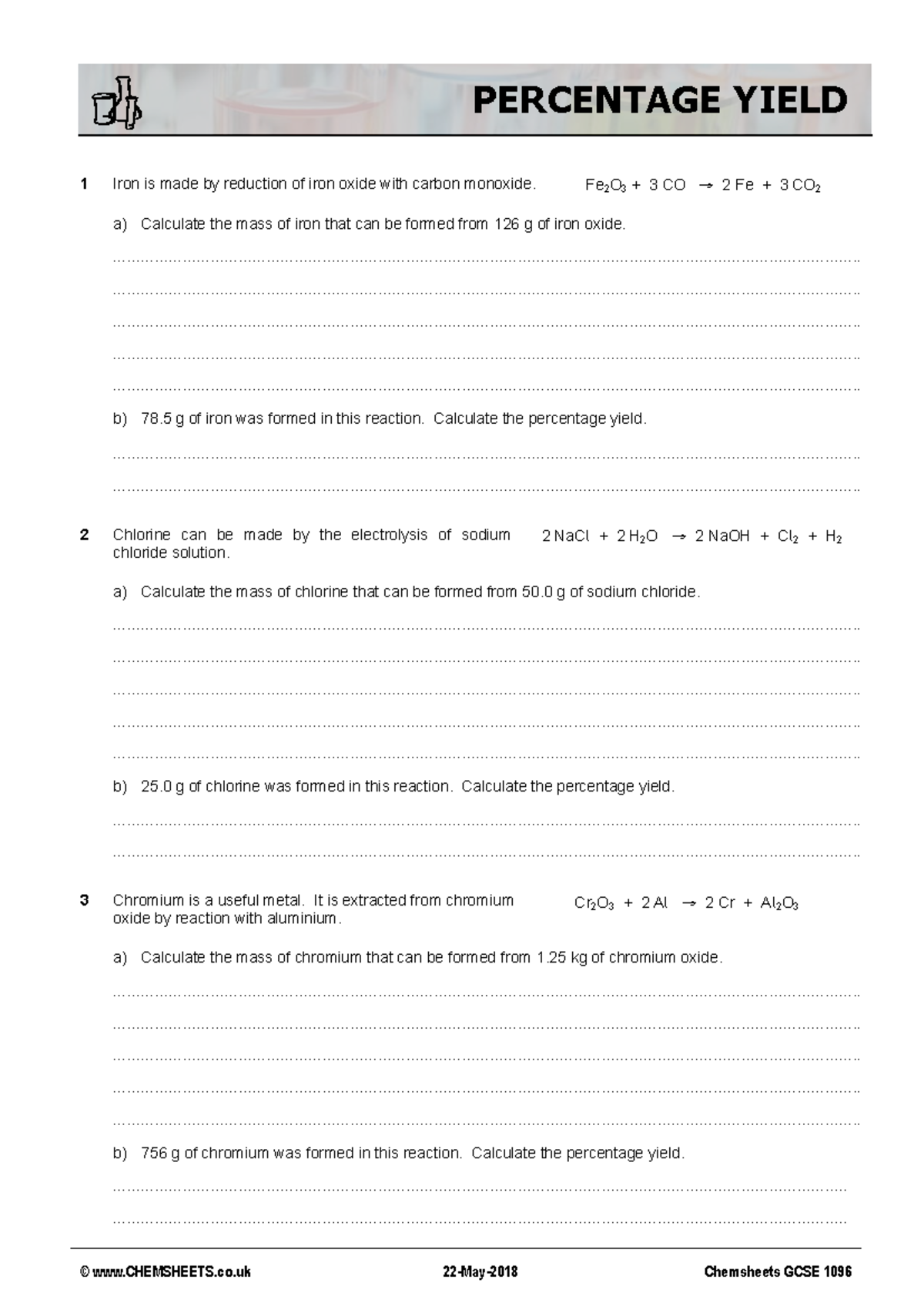 Chemistry Stoichiometry Moles Practice Questions iGCSE/GCSE CIE ...