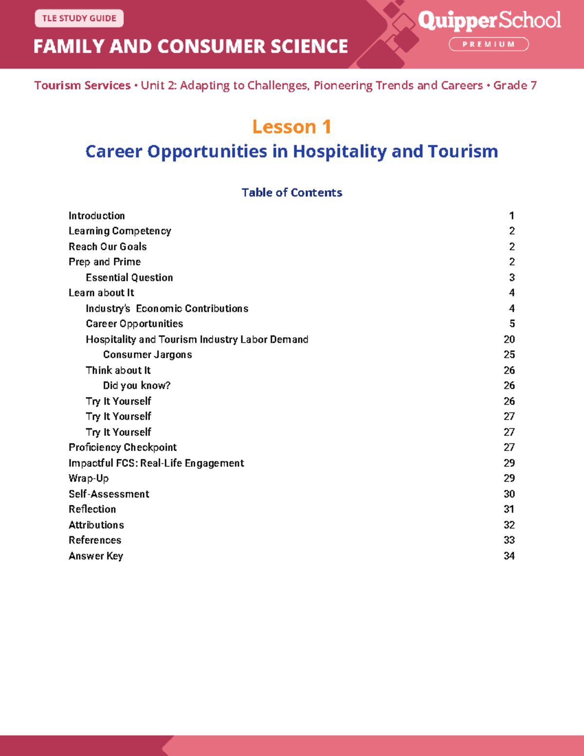 Tourism Services Unit 2: Career Opportunities in Hospitality & Tourism ...