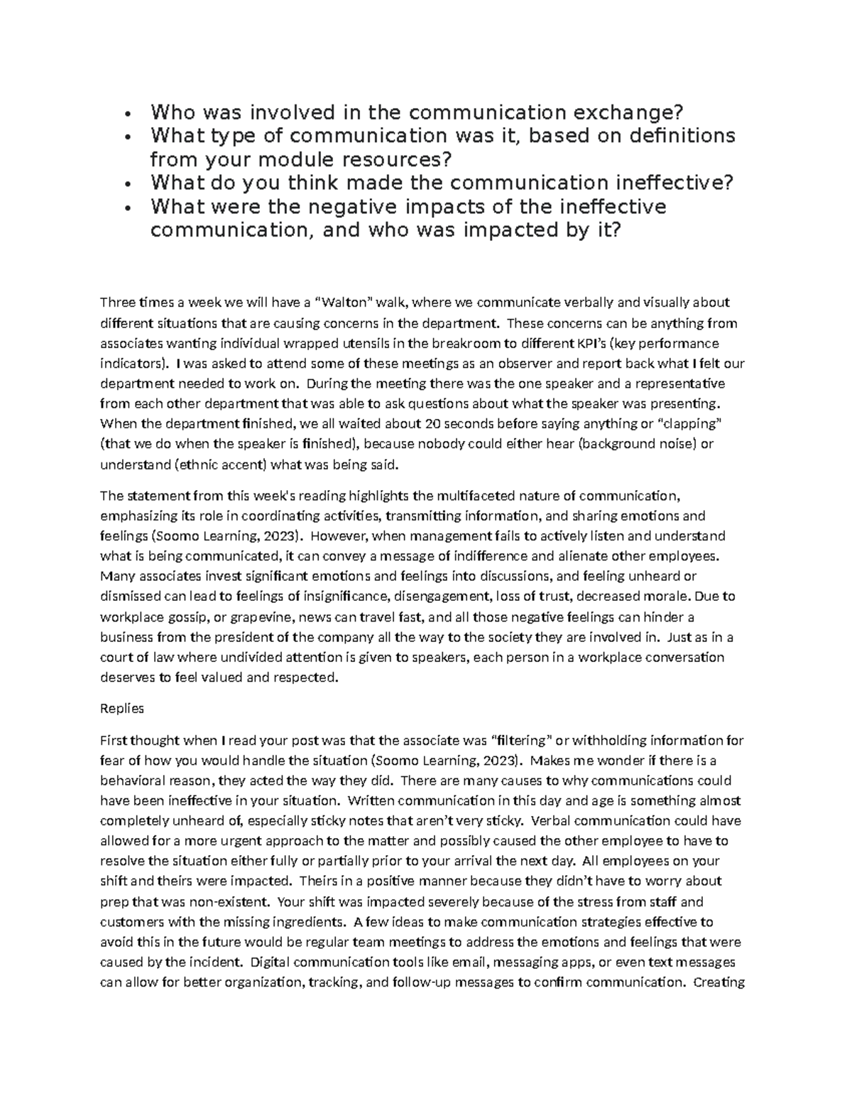Analyzing Ineffective Communication: Week 6 Discussion Insights - Studocu