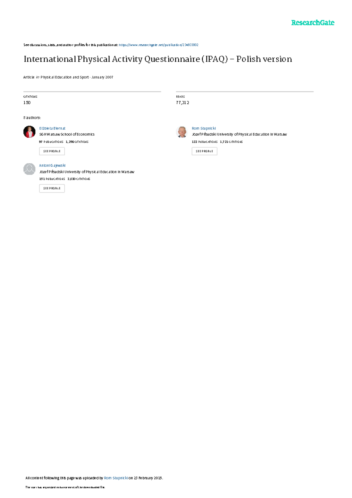 Międzynarodowy Kwestionariusz Aktywności Fizycznej (IPAQ) - Wersja ...