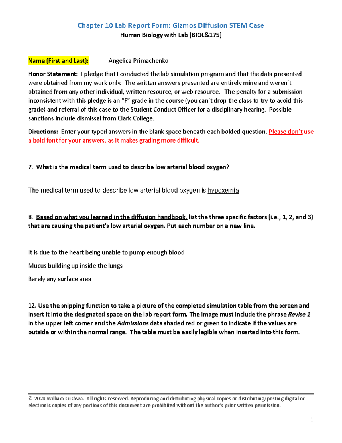 Gizmos Diffusion Lab Report Form for BIOL&175 - Chapter 10 Analysis ...