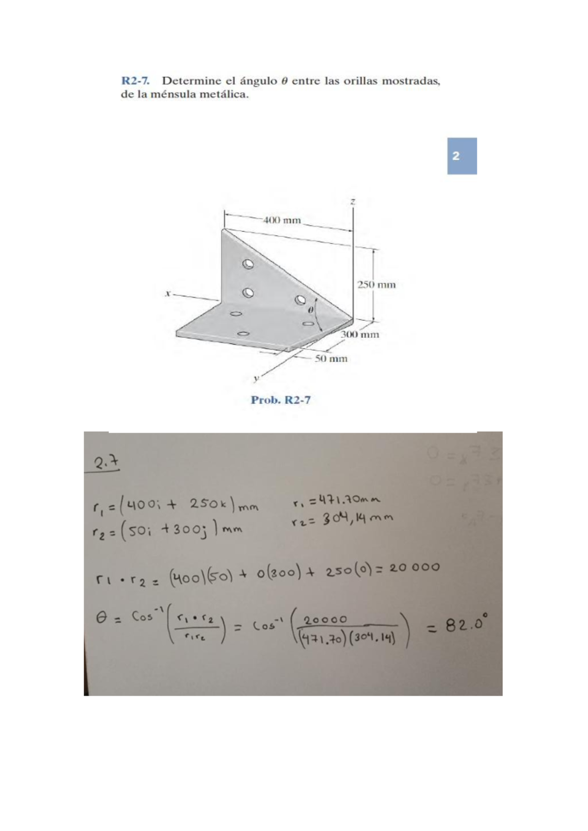 Ejercicios R2-7 y R3-1: Cálculo del ángulo Θ en ménsula metálica - Studocu