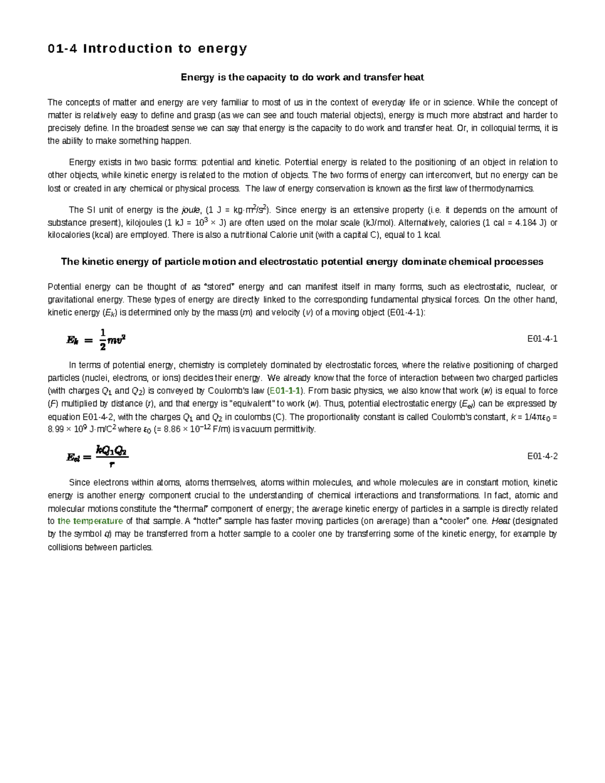 Introduction to Energy and Internal Energy in Thermodynamics (CHEM 01-4 ...