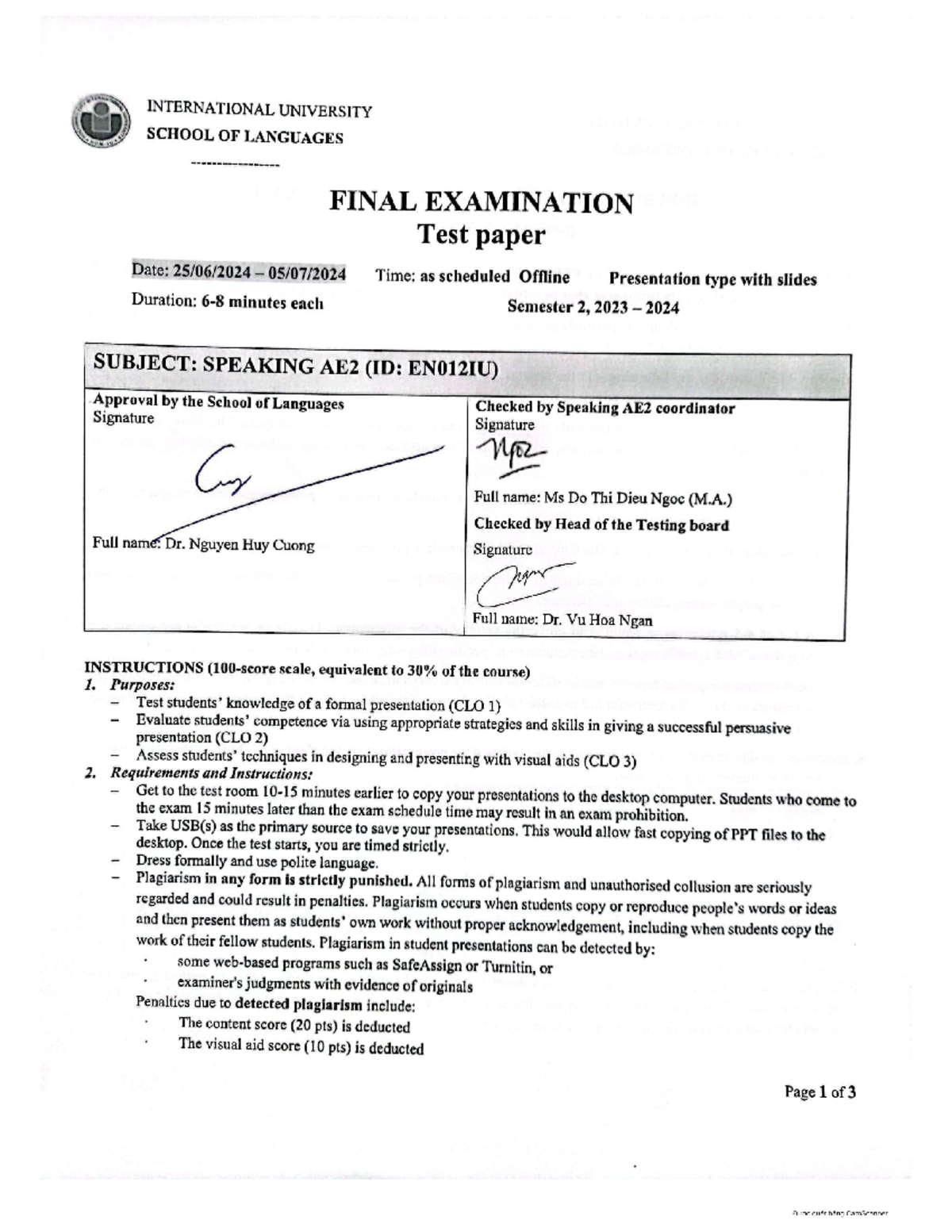 AE2 Speaking Final Exam 2324S2: Persuasive Presentation Instructions ...