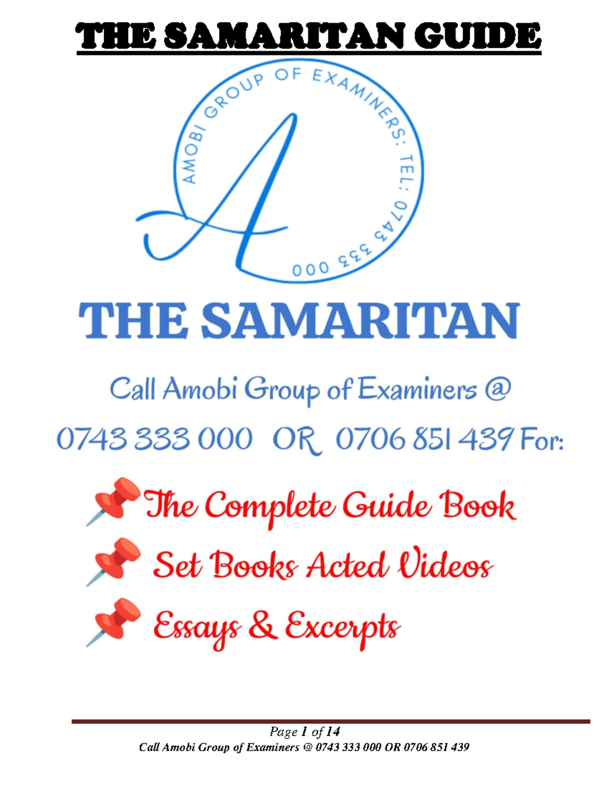 The Samaritan Guide: Insights and Analysis of the Play - Studocu