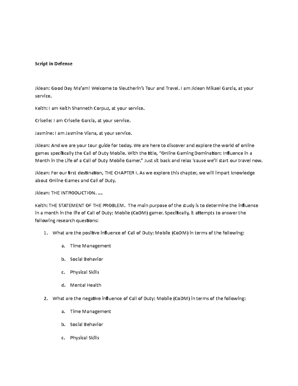 Script-in-Defense - thesis script - Script in Defense Jklean: Good Day ...