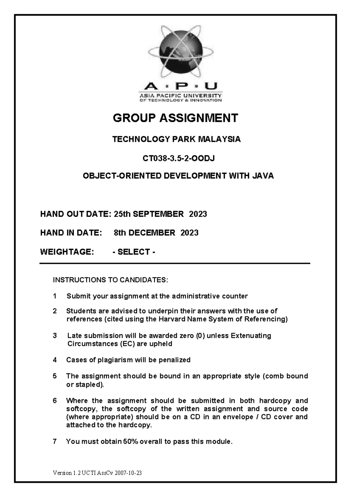 GROUP ASSIGNMENT: TECH PARK MALAYSIA DEV. WITH JAVA (UCTI) - Studocu