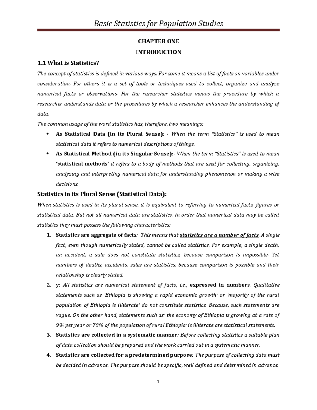 Chapter 1 - Introduction to Basic Statistics Concepts and Methods - Studocu