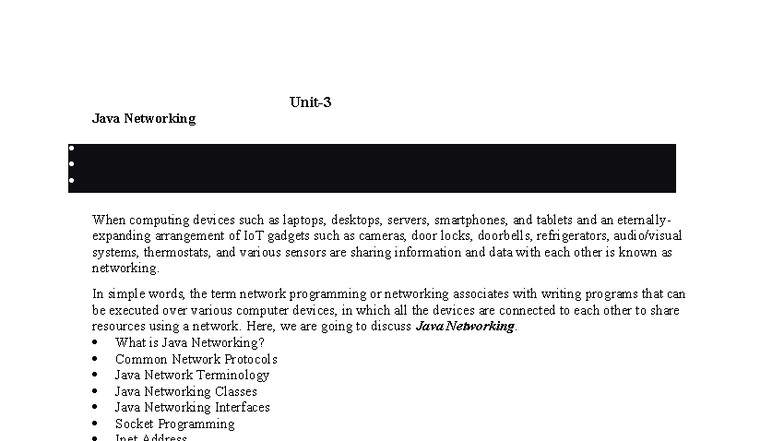 Java Networking Basics: Unit -3 Network Programming - Studocu