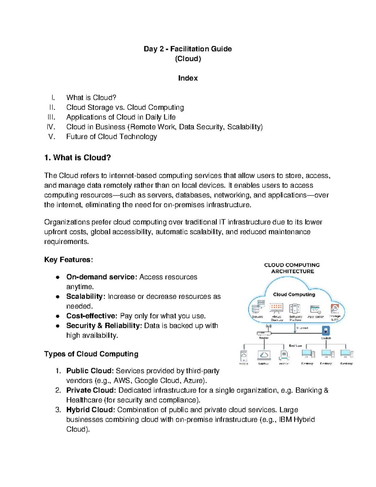 Day 2 Facilitation Guide: Understanding Cloud Technology - Studocu