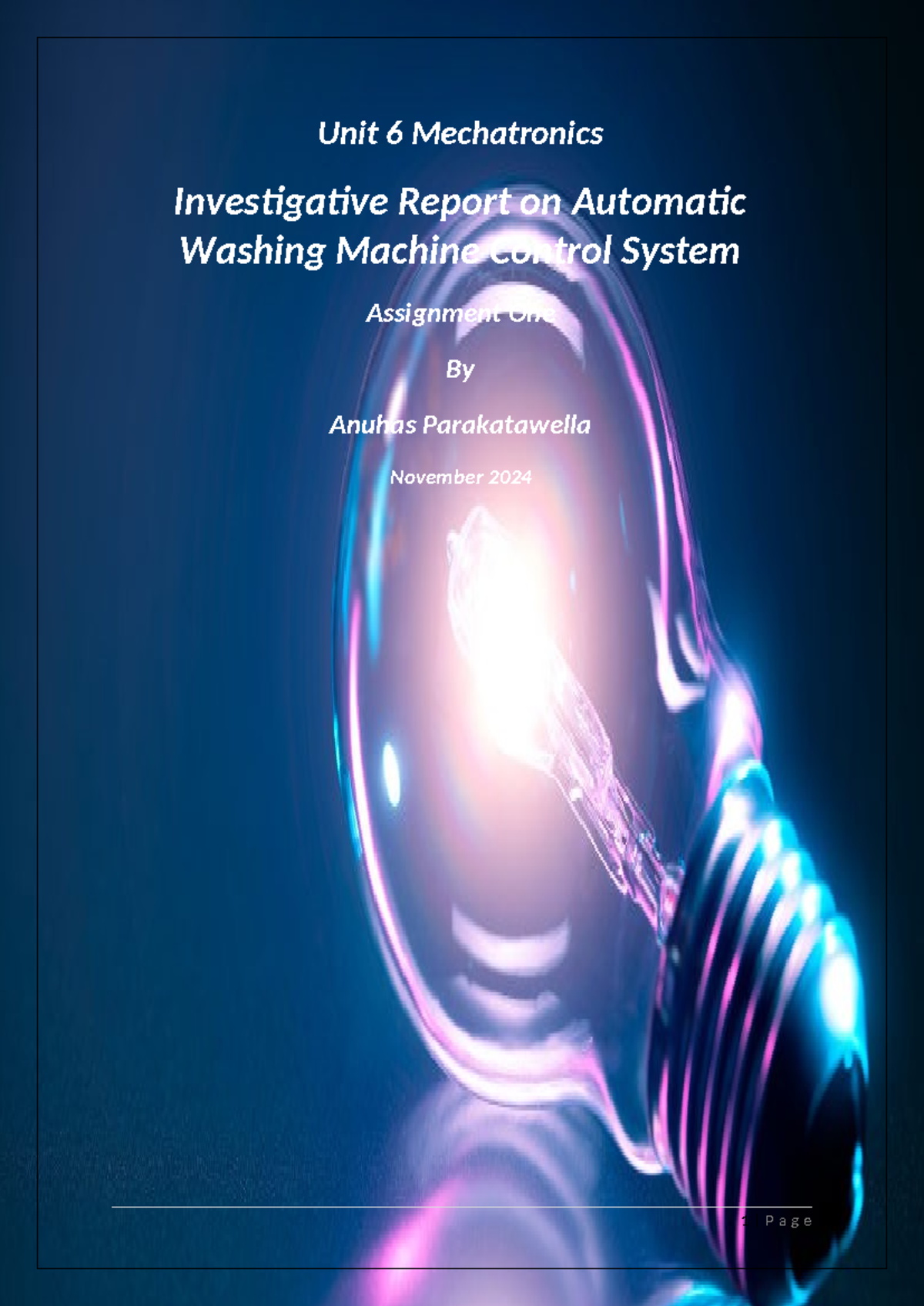 Unit 6 Mechatronics: Investigative Report on Automatic Washing Machine ...