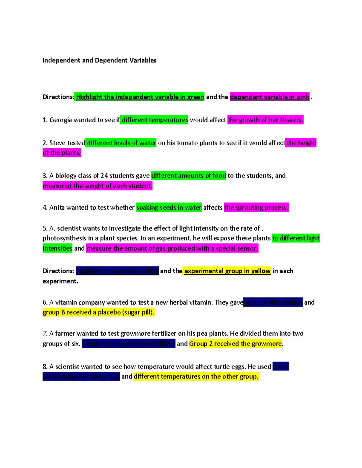 Annotated Guide to Identifying Variables in Experiments - Studocu