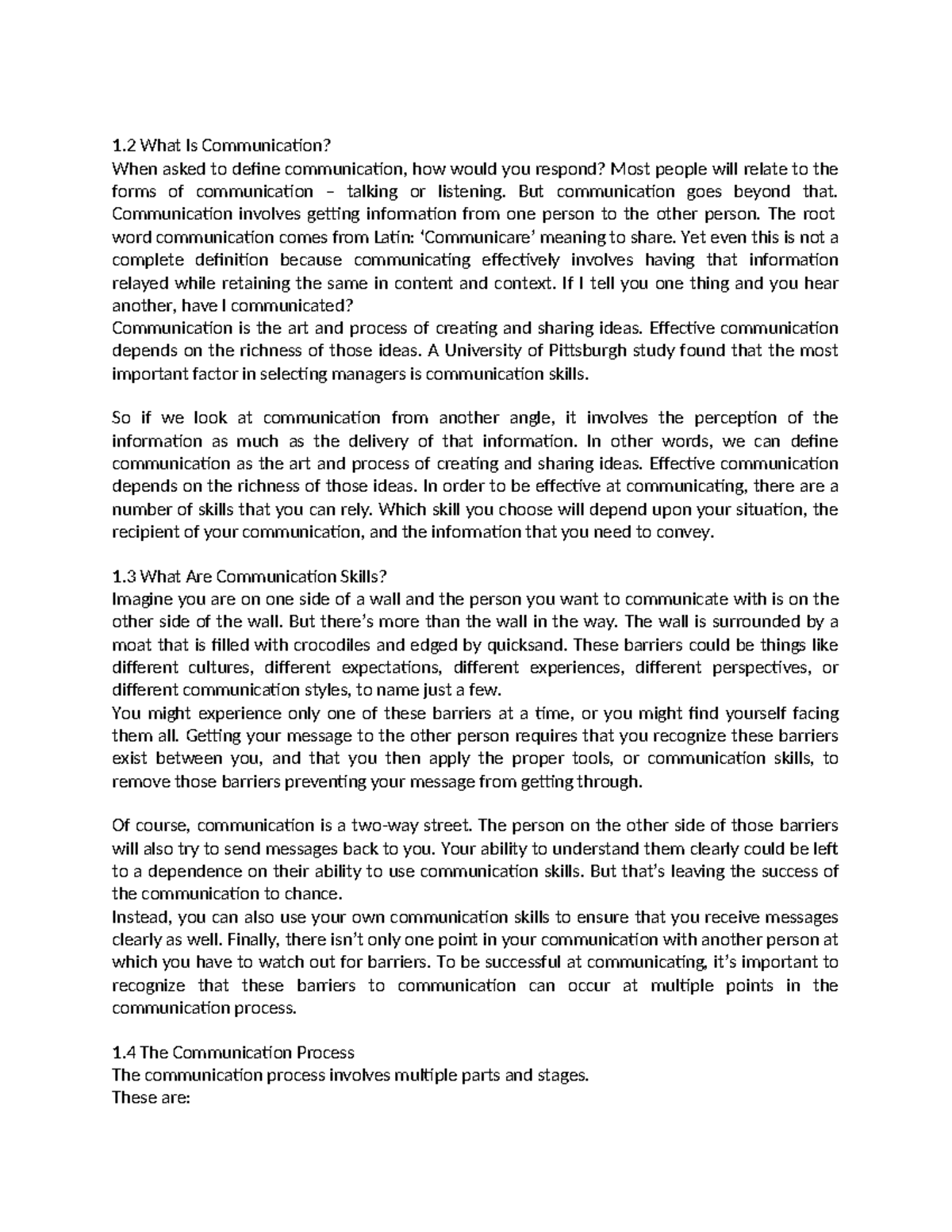 CS Unit 1 - Understanding Communication: Skills and Processes - Studocu