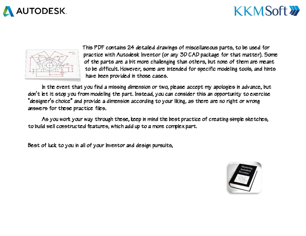 Autodesk Inventor Practice Part Drawings - This PDF contains 24 ...