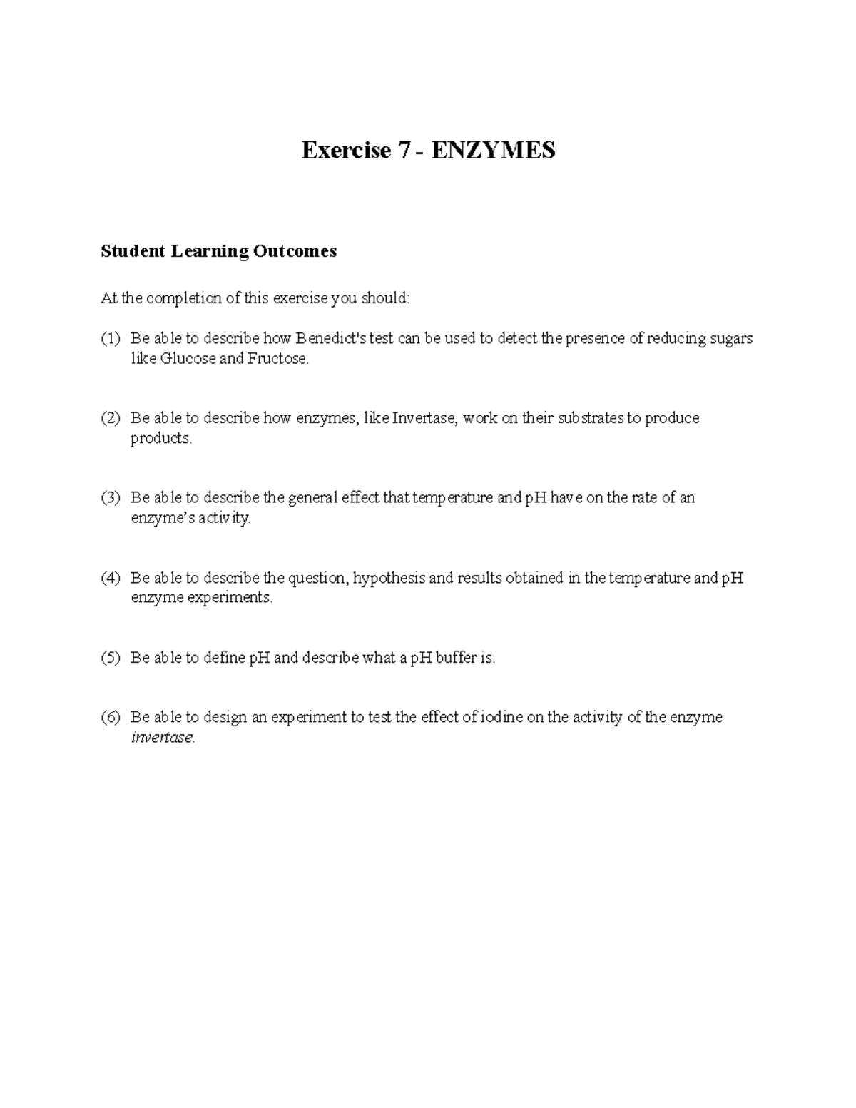 BIO120 Lab Exercise 07: Analyzing Enzyme Activity with Invertase - Studocu