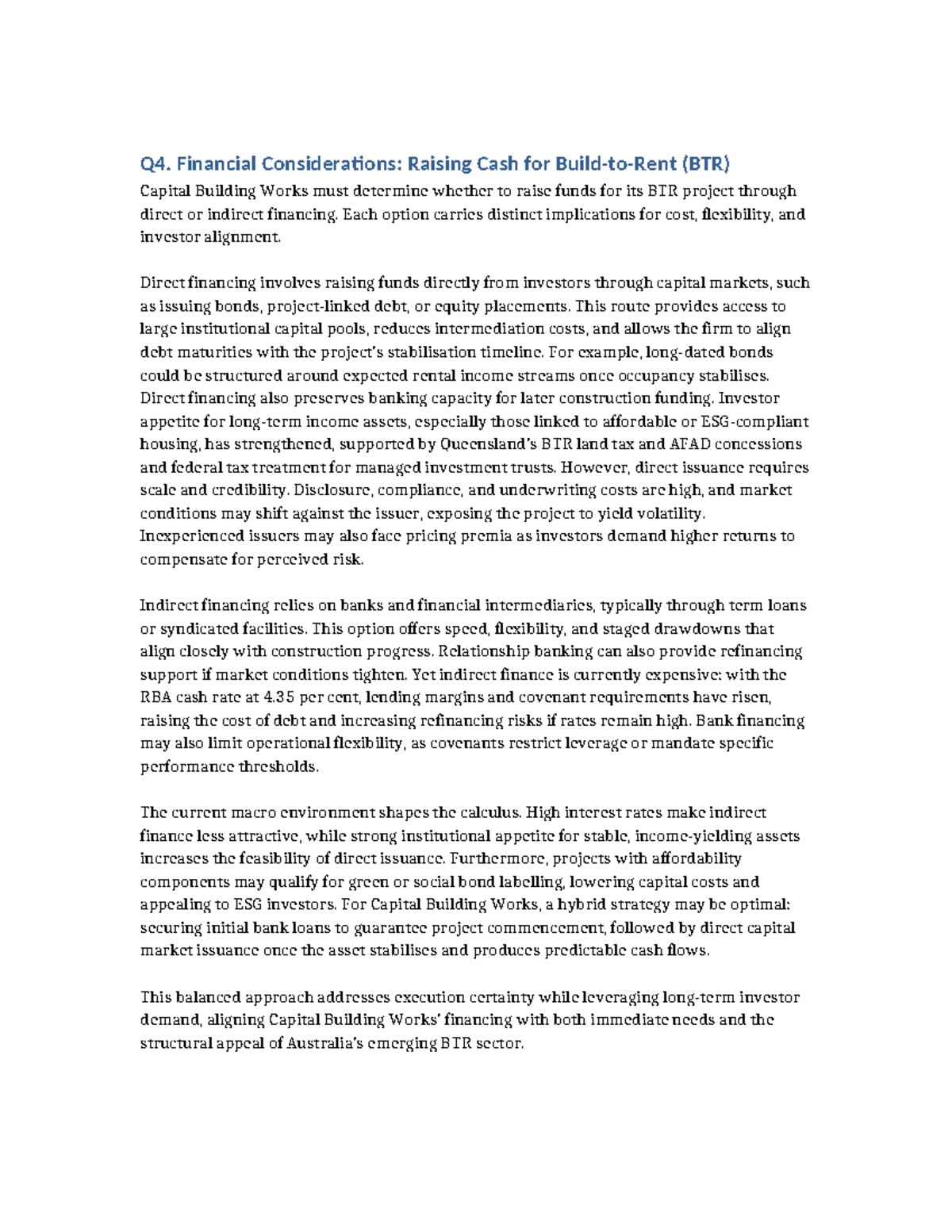 Q4 Financial Considerations: BTR Capital Raising Strategies - Studocu