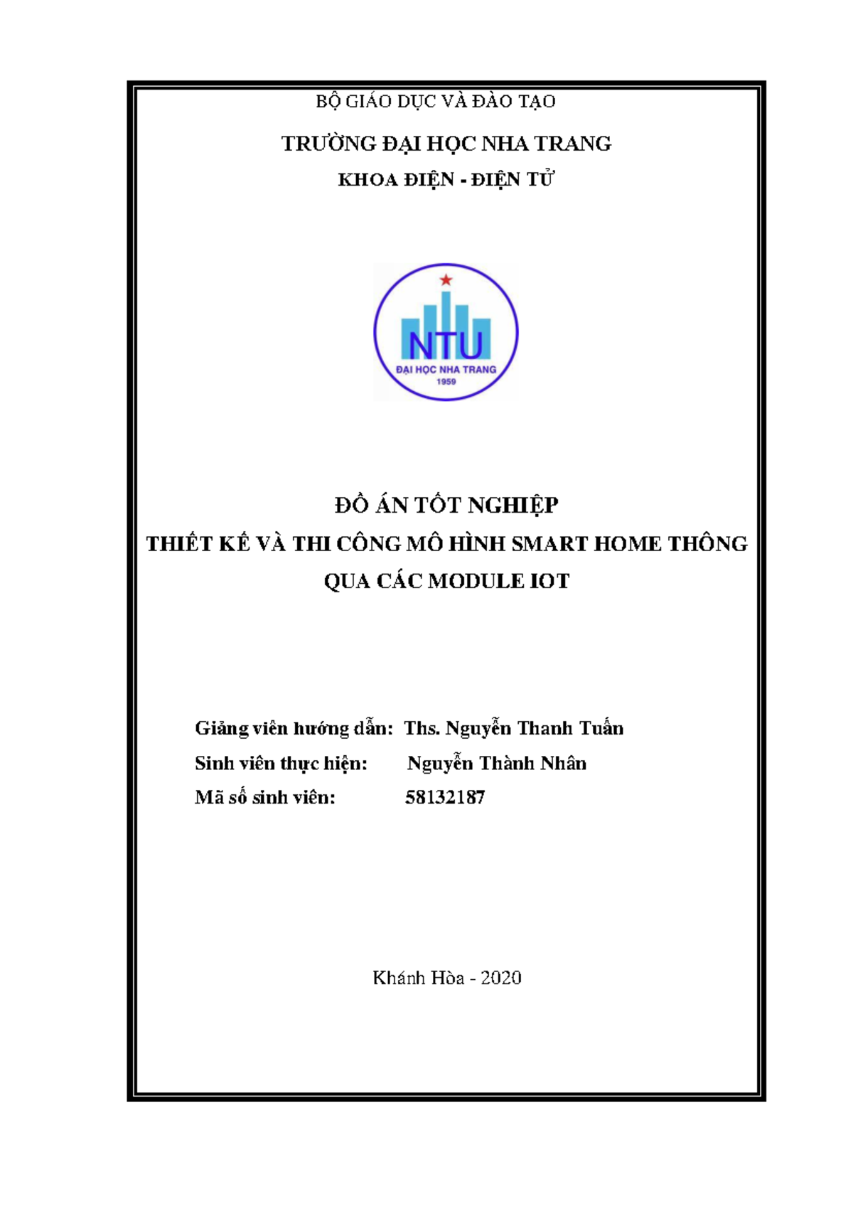 DATN-THIẾT KẾ VÀ THI CÔNG MÔ HÌNH SMART HOME QUA CÁC MODULE IoT - Studocu
