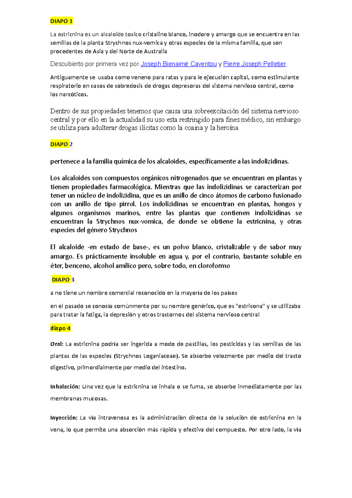 Resumen de Estricnina: Propiedades y Mecanismos de Acción - Studocu