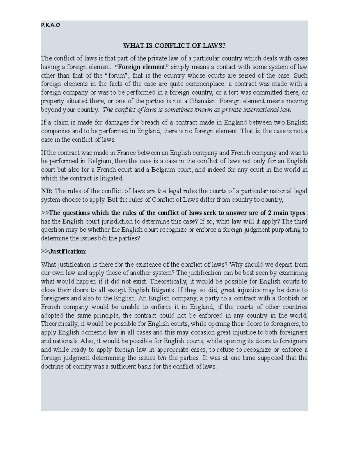 Conflict of Laws: Comprehensive Study Notes on Jurisdiction and Law ...