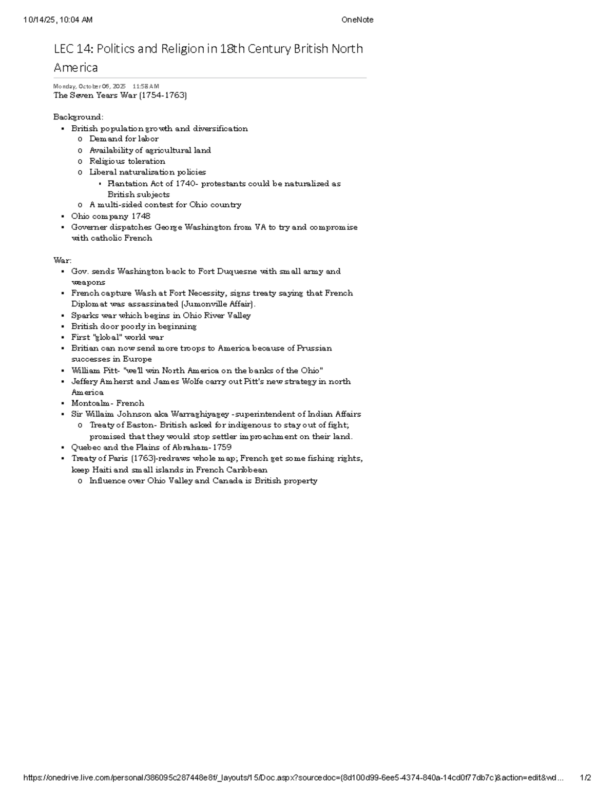 Politics and Religion in 18th Century British North America: LEC 14 ...