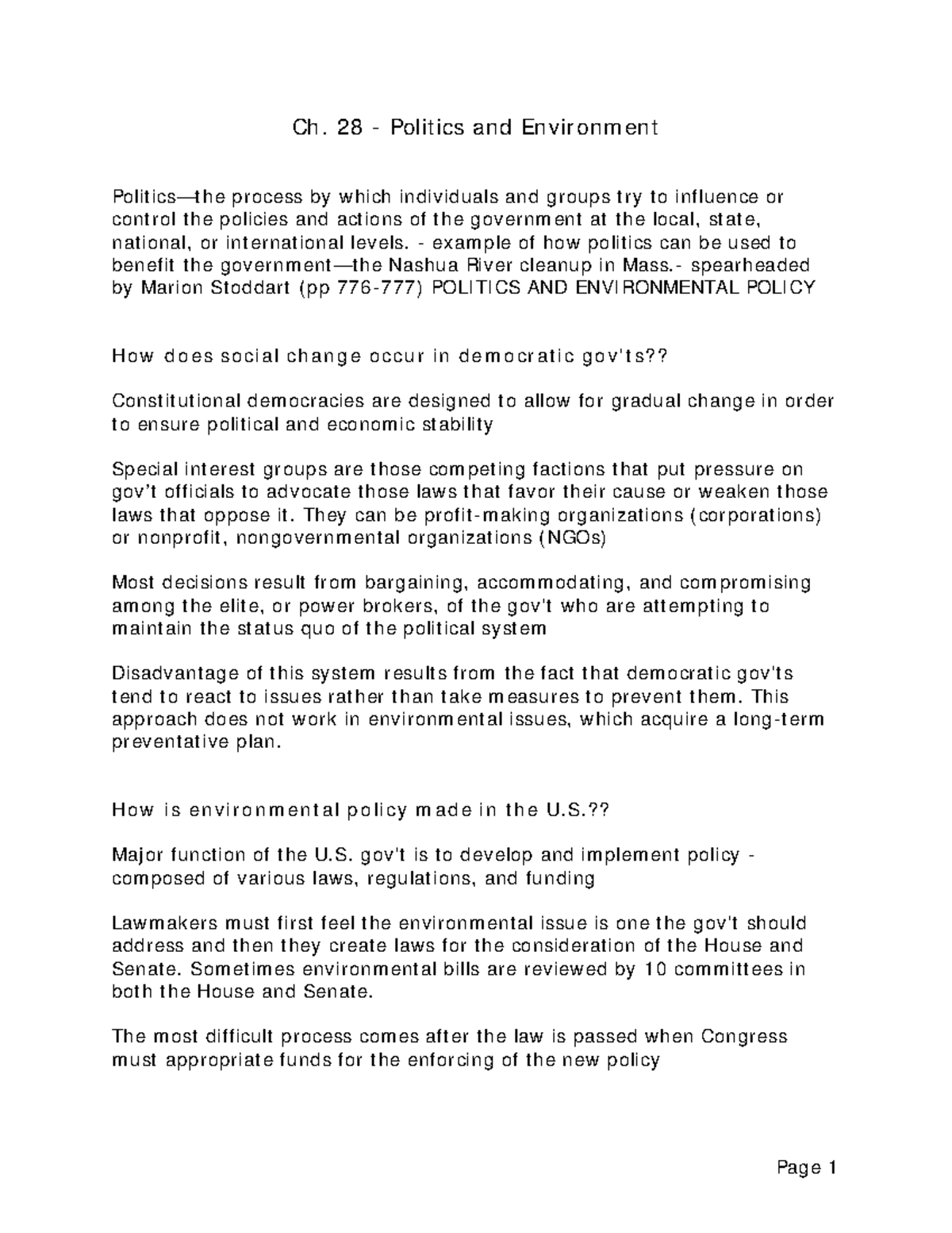 ch.28_politics_and_environment_1.pdf - Ch. 28 - Politics and ...