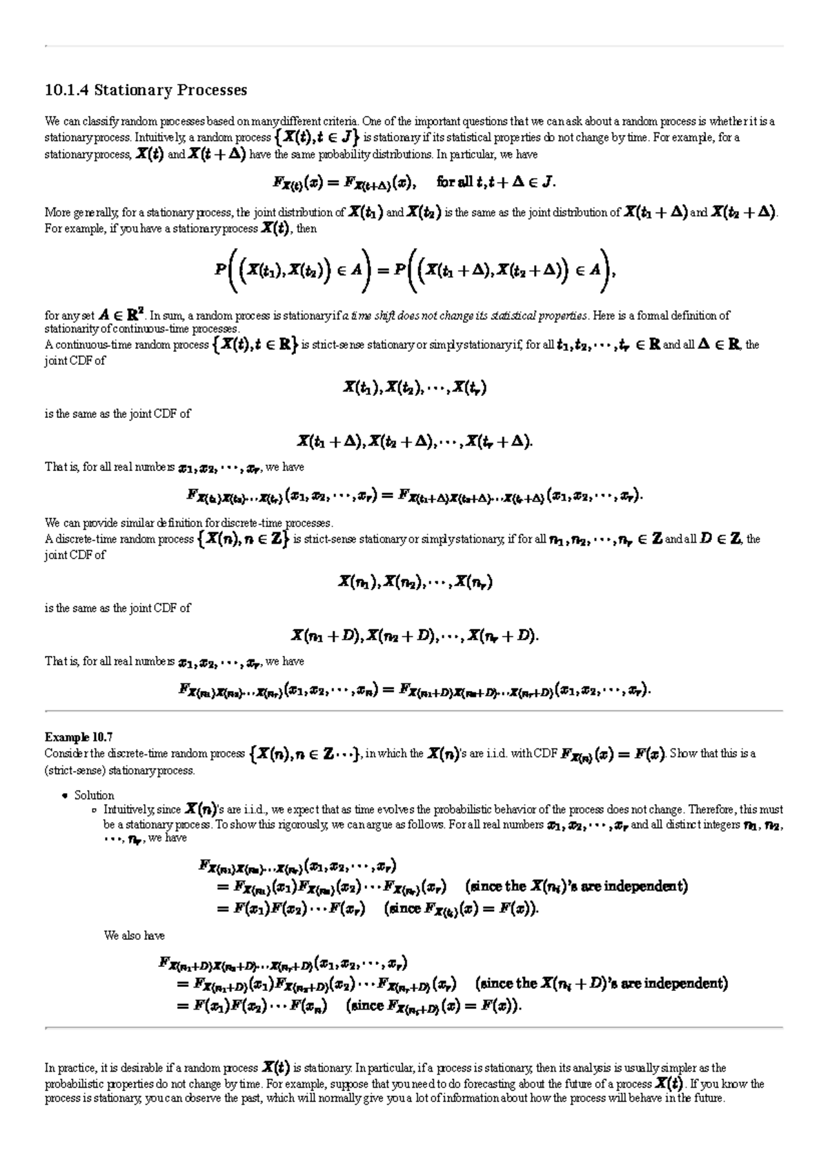 Chapter 10: Stationary Processes in Random Analysis - Studocu