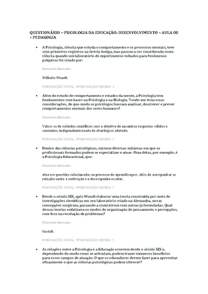 Questionários Ambiente virtual de aprendizagemw - QUESTIONÁRIO 01 – AMBIENTE VIRTUAL DE ...