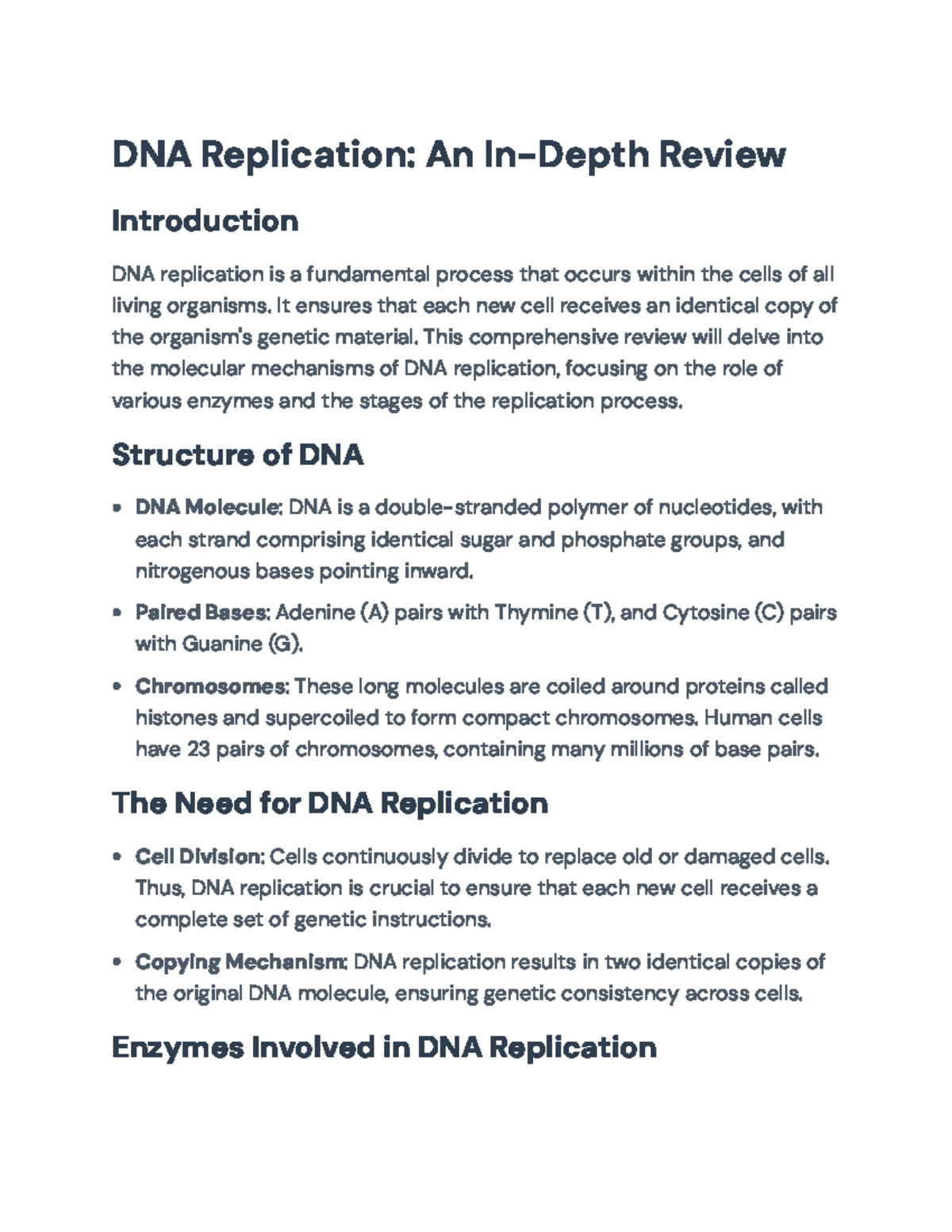 DNA Replication: Comprehensive Review of Mechanisms and Enzymes - DNA ...