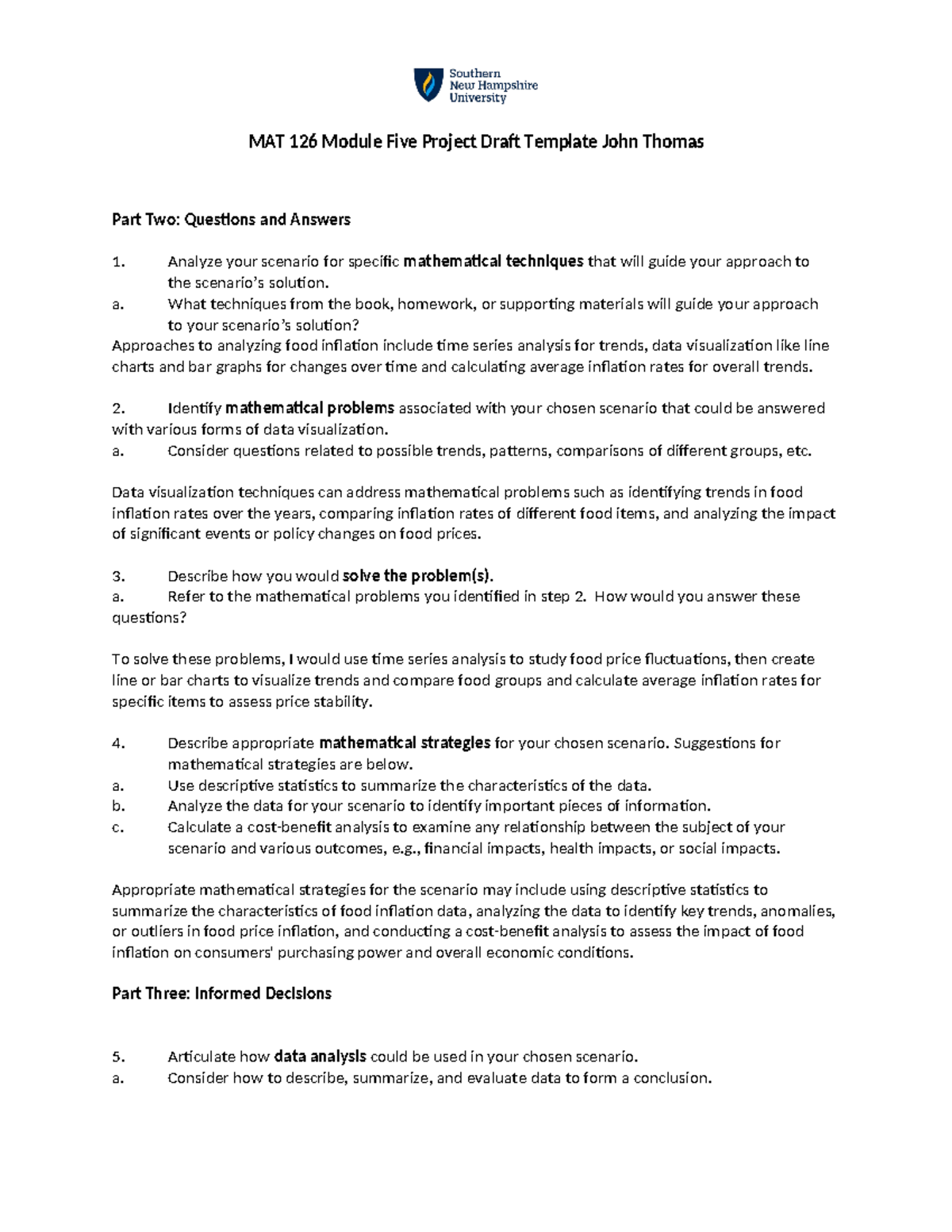 MAT 126 Module Five Project Draft Template John Thomas - Analyze your ...