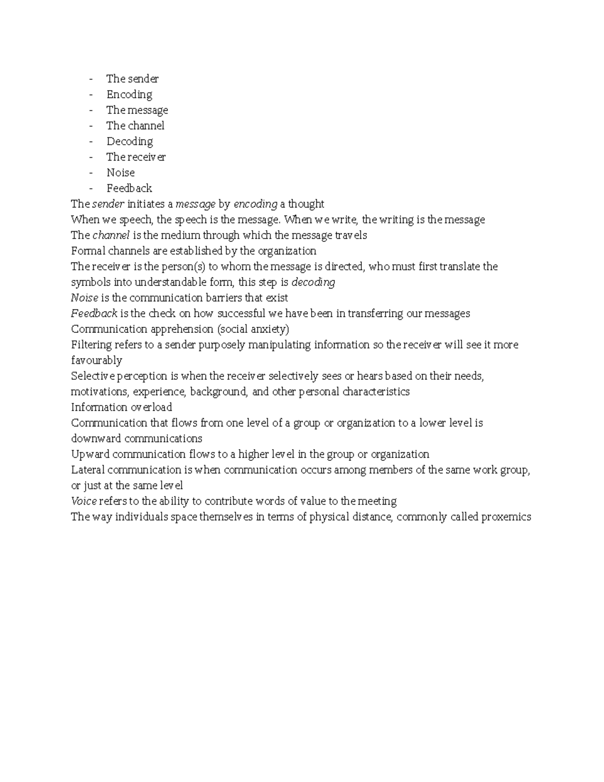 (GMGT 2070) Chapter 7 - The sender Encoding The message The channel ...