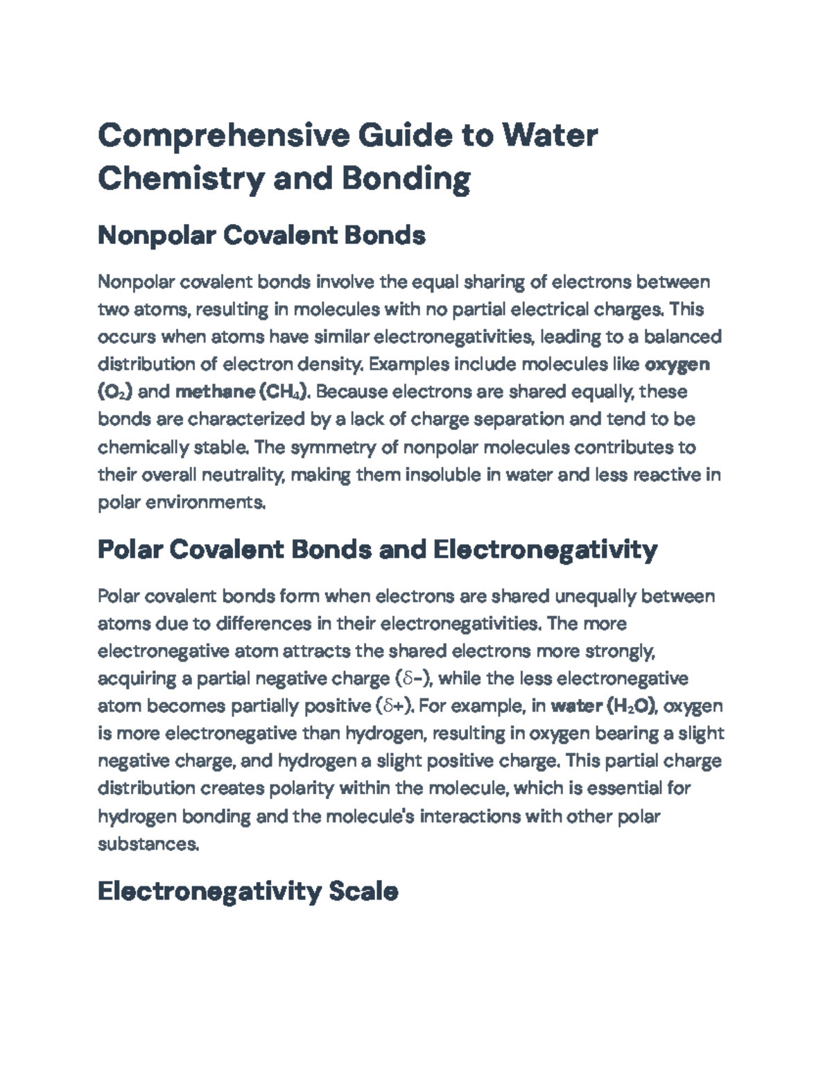 Comprehensive Guide to Water Chemistry and Bonding (CHEM 101) - Studocu