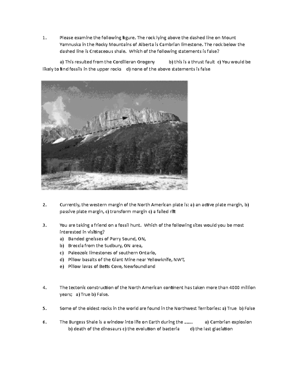 Half-Final Practice Questions for GEO 101: Geology and Earth Processes ...