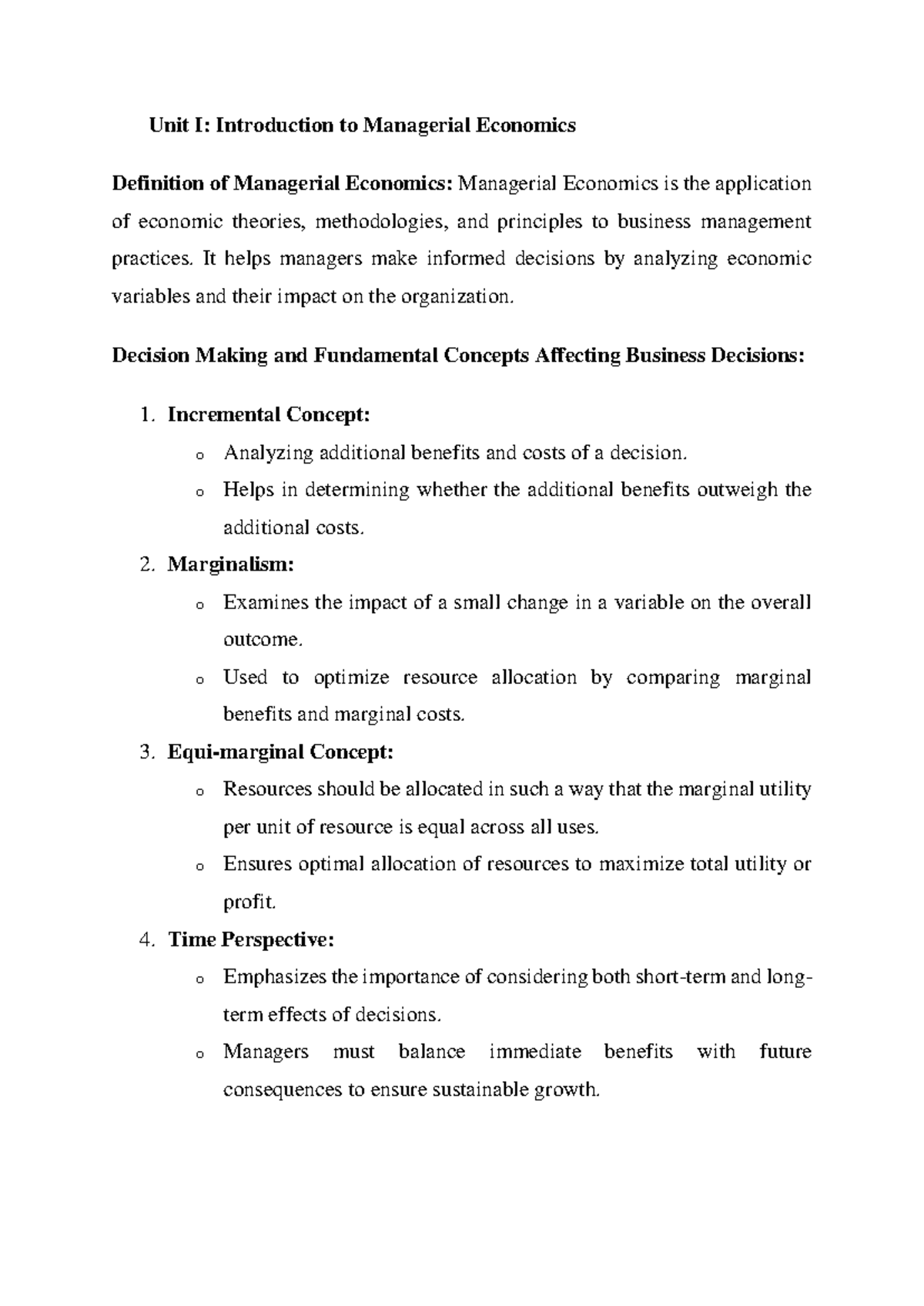 Managerial Economics Notes (ME 101) - Units 1-5 Comprehensive Guide ...