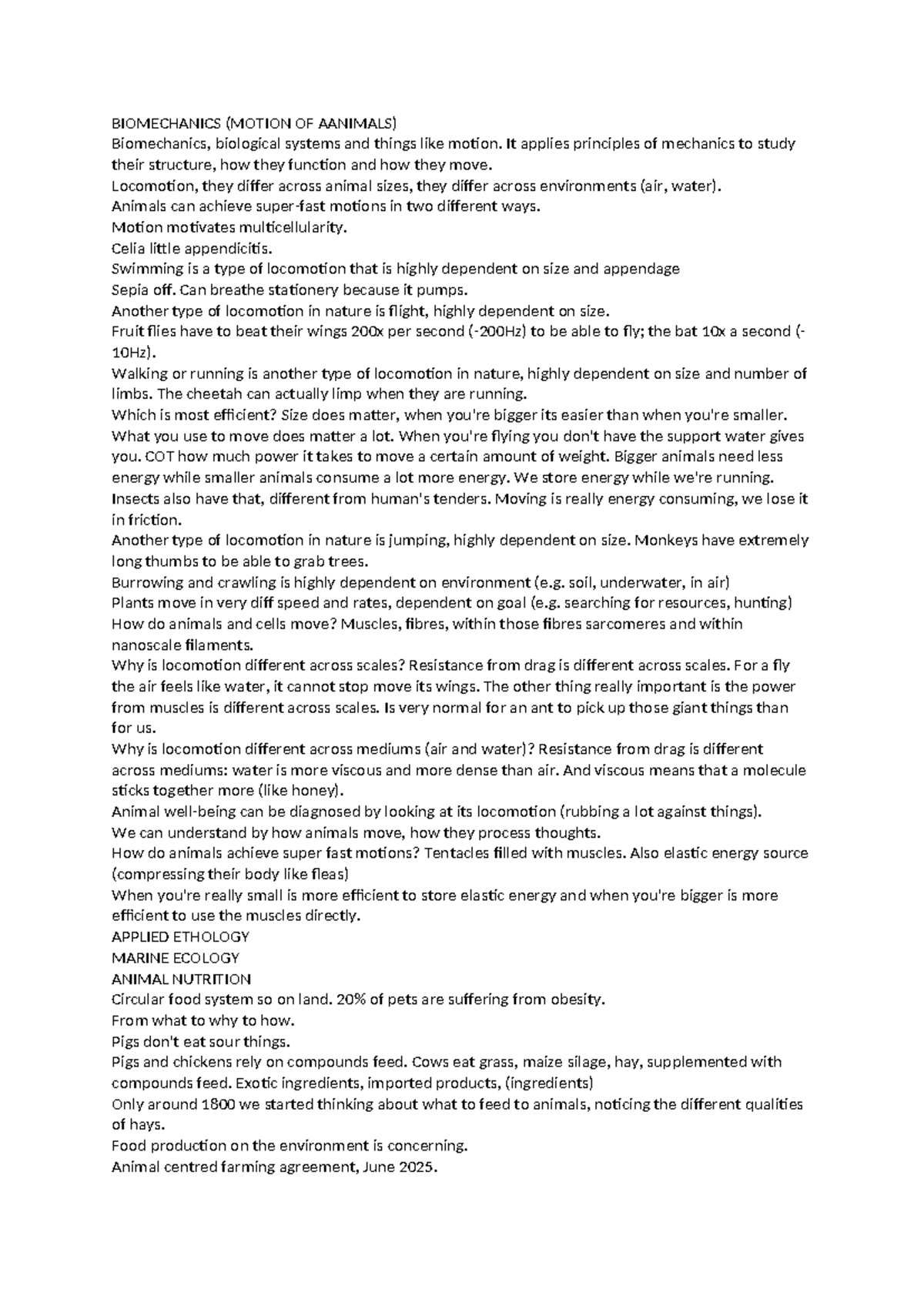 BIOMECHANICS (MOTION OF ANIMALS) - An Intro to Animal Sciences ...