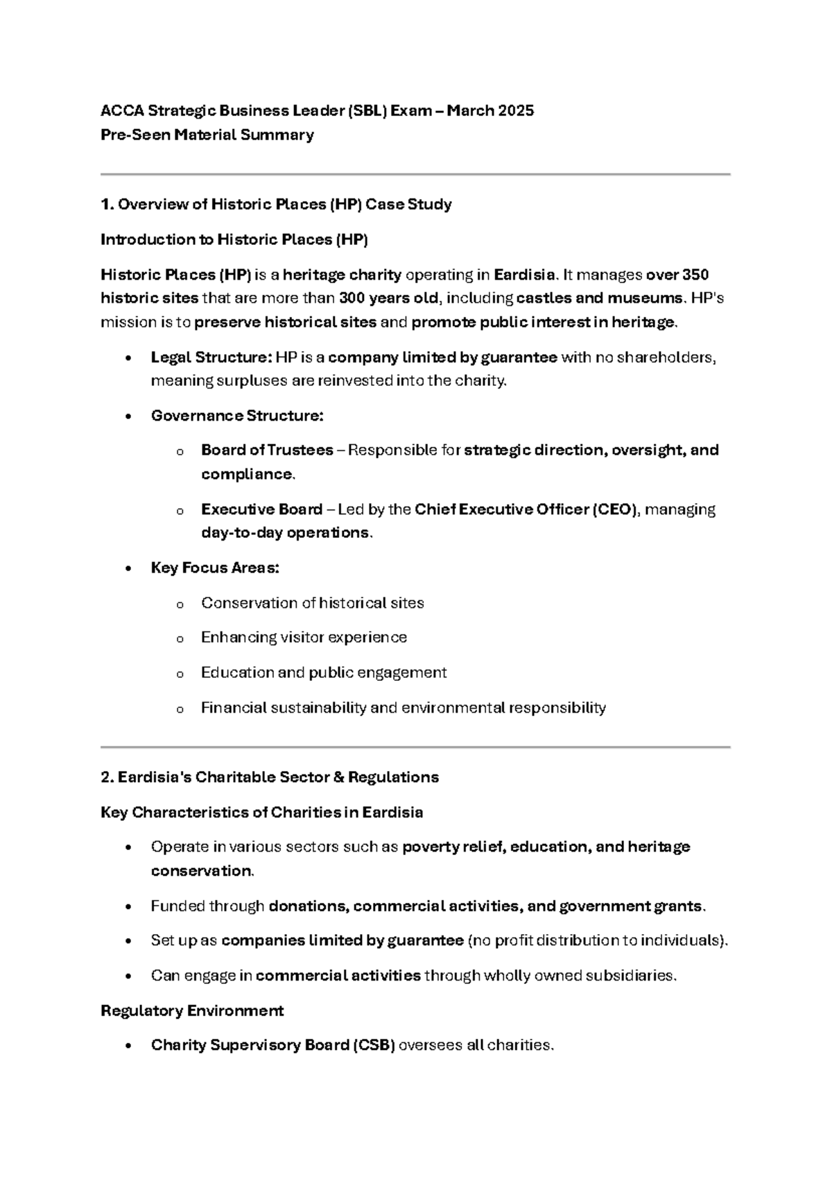 ACCA SBL Pre-Seen Summary for Historic Places Case Study - March 2025 ...