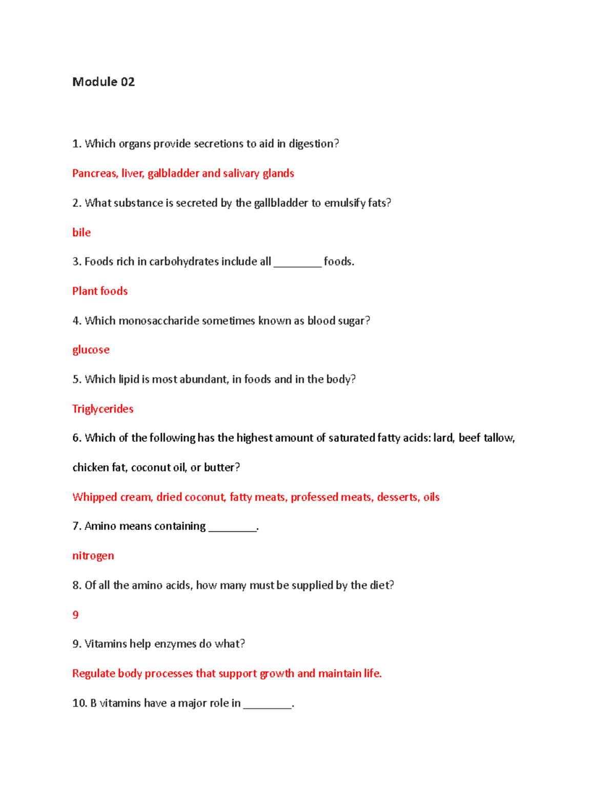 Module 02 Nutrition Study Guide: Digestion & Nutrient Roles - Studocu