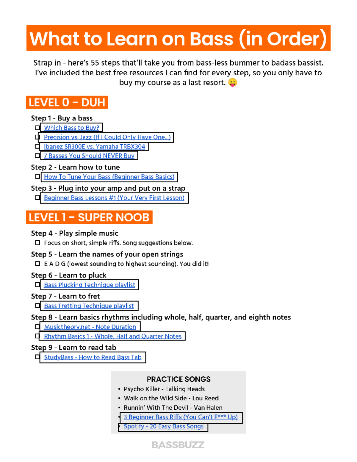 Bass Buzz-What Order - note - LEVEL 2 - BEDROOM PLUNKER Step1 0 ...