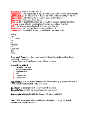 BIO Lab Exam 2 Study Guide - Biology 110 – Lab Exam 2 – Study Guide In ...