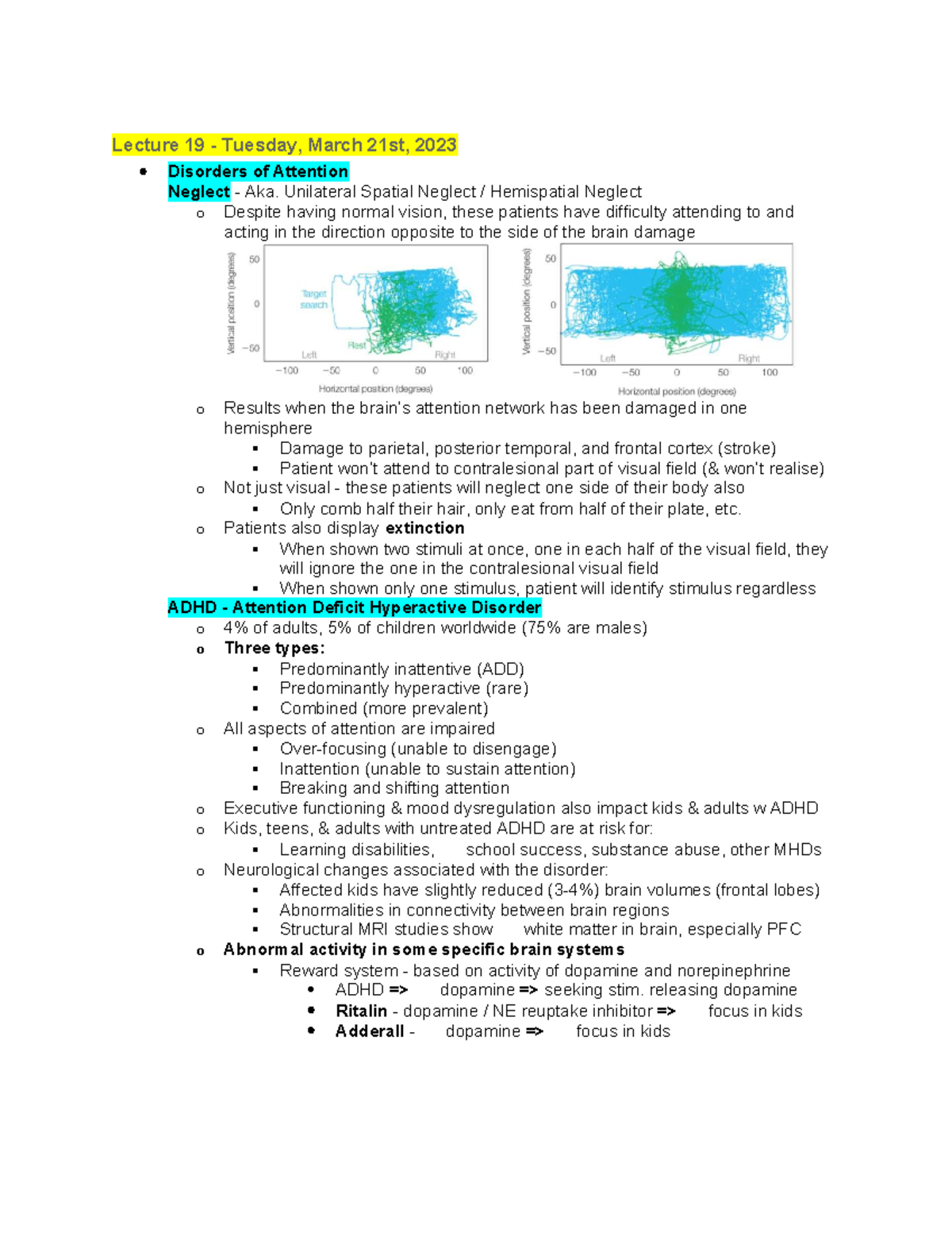L19: Disorders of Attention & Language - Neglect, ADHD, Aphasia Notes ...
