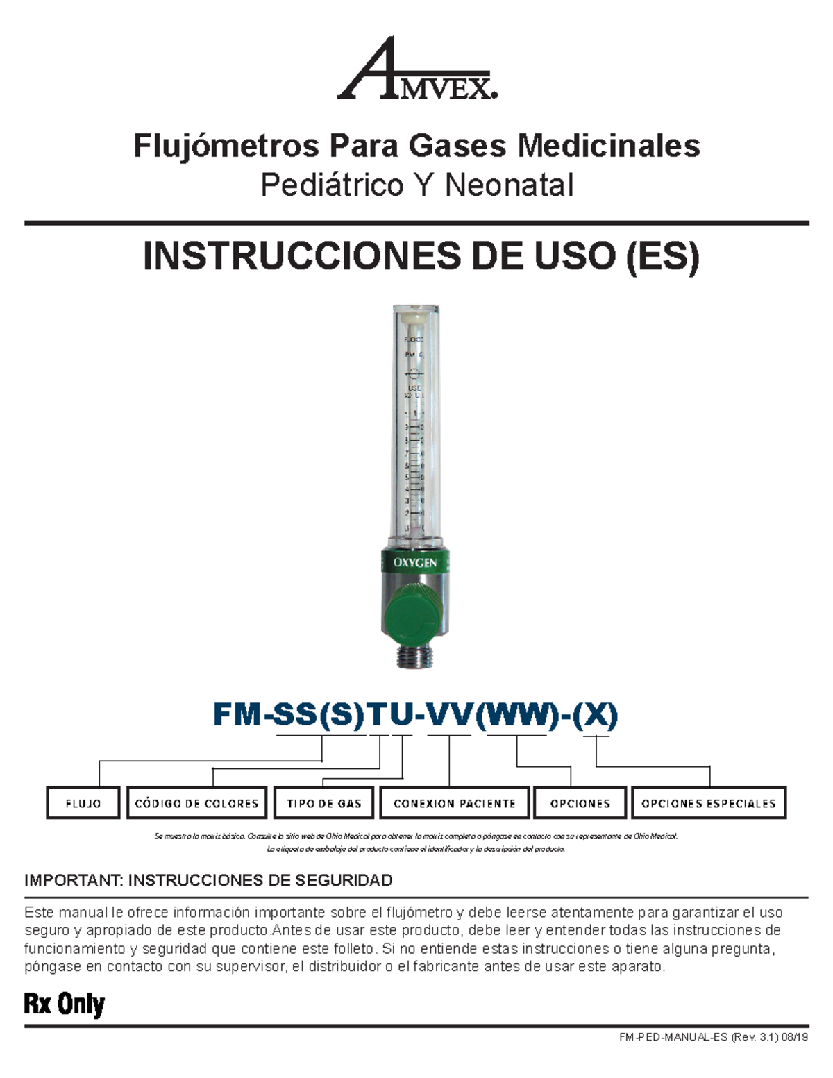 Guía Rápida de Uso del Flujómetro Amvex para Gases Medicinales - Studocu